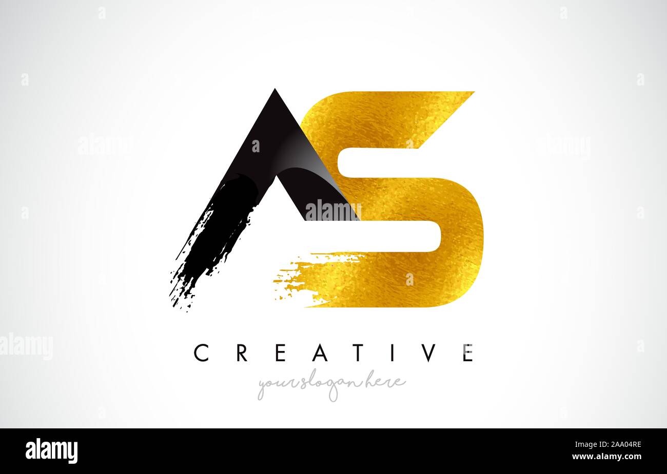 AS Letter Design with Brush Stroke and Modern 3D Look Vector ...