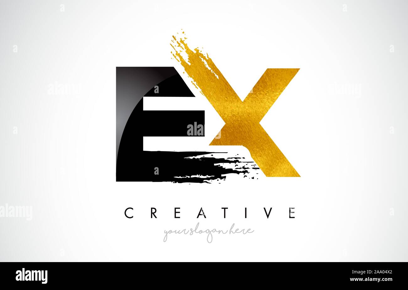 EX Letter Design with Brush Stroke and Modern 3D Look Vector ...
