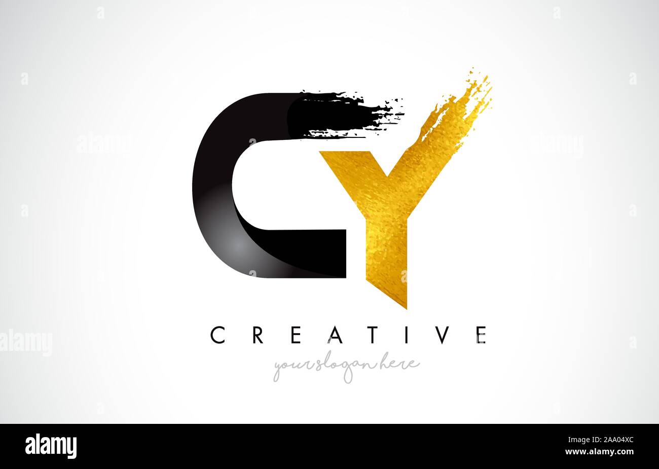 CY Letter Design with Brush Stroke and Modern 3D Look Vector ...
