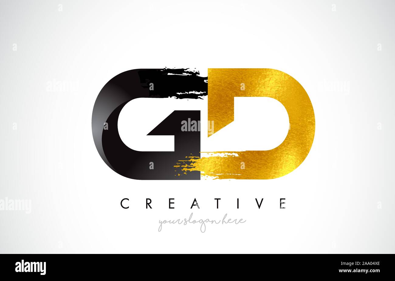 GD Letter Design with Brush Stroke and Modern 3D Look Vector ...