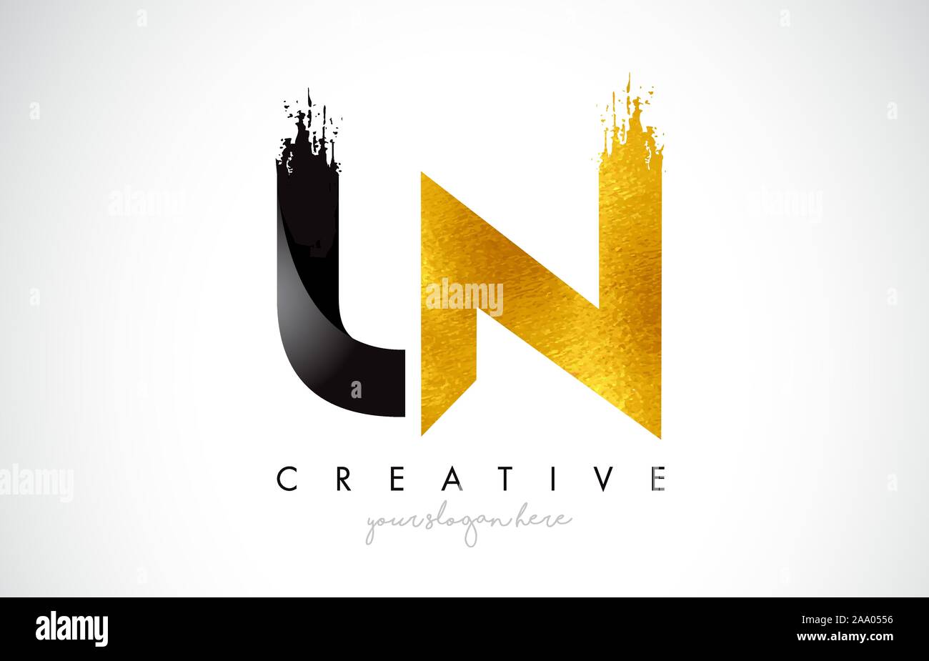LN Letter Design with Brush Stroke and Modern 3D Look Vector ...