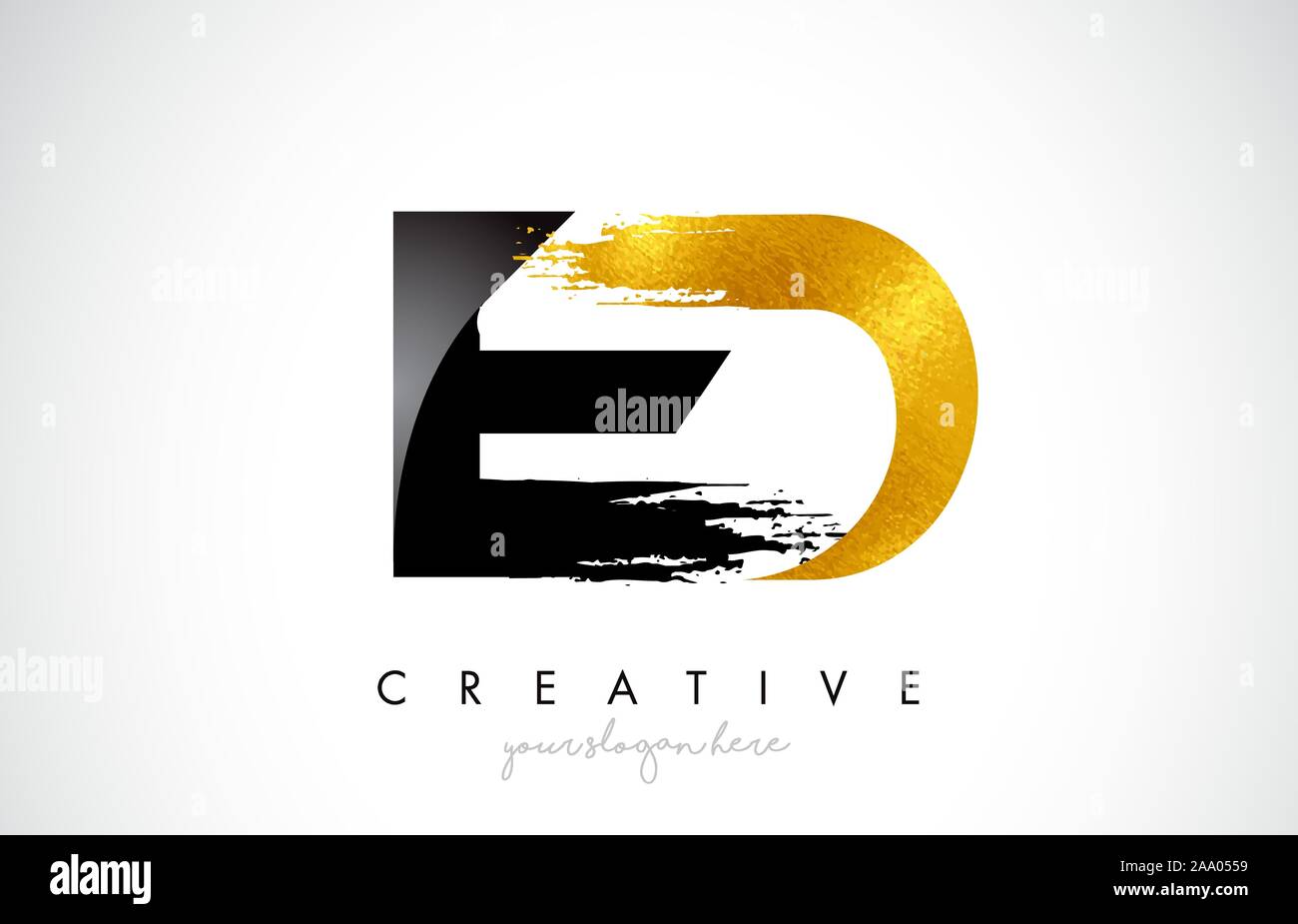 ED Letter Design with Brush Stroke and Modern 3D Look Vector ...