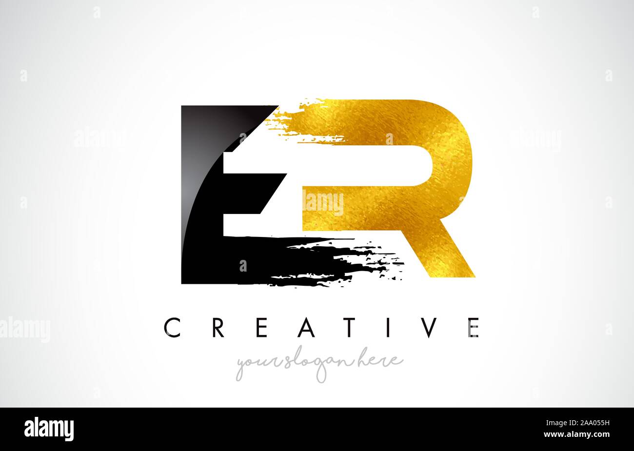 ER Letter Design with Brush Stroke and Modern 3D Look Vector ...
