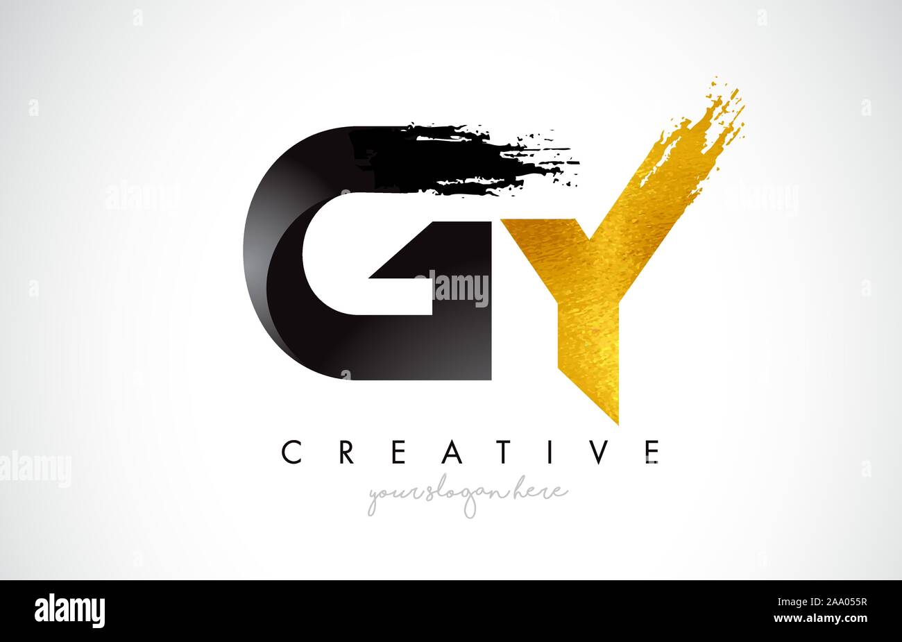 GY Letter Design with Brush Stroke and Modern 3D Look Vector ...