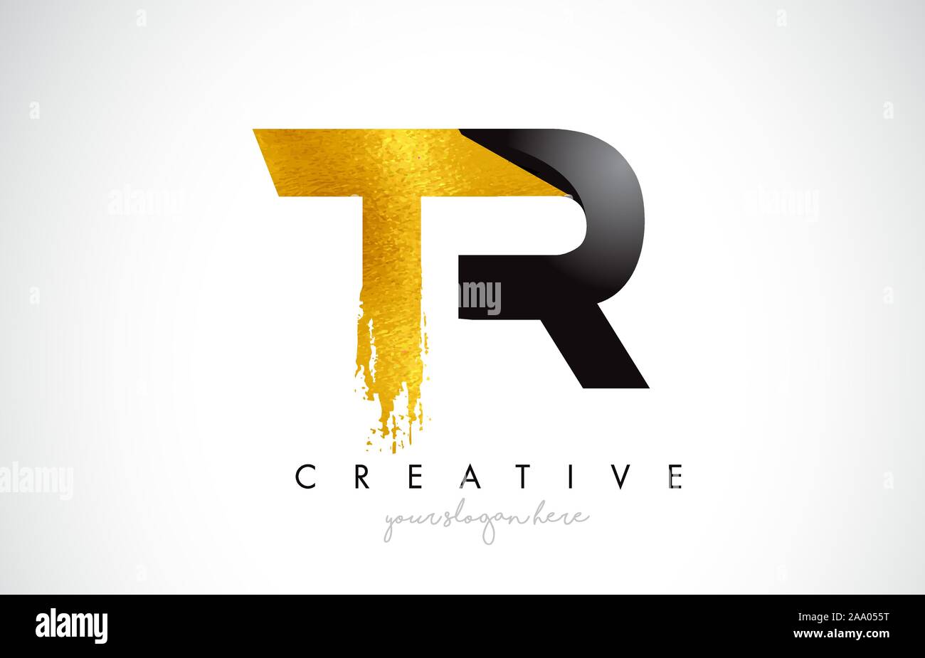 TR Letter Design with Brush Stroke and Modern 3D Look Vector ...