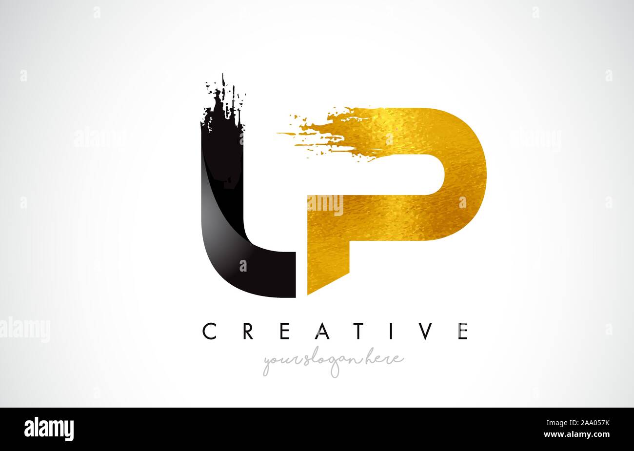 LP Letter Design with Brush Stroke and Modern 3D Look Vector ...