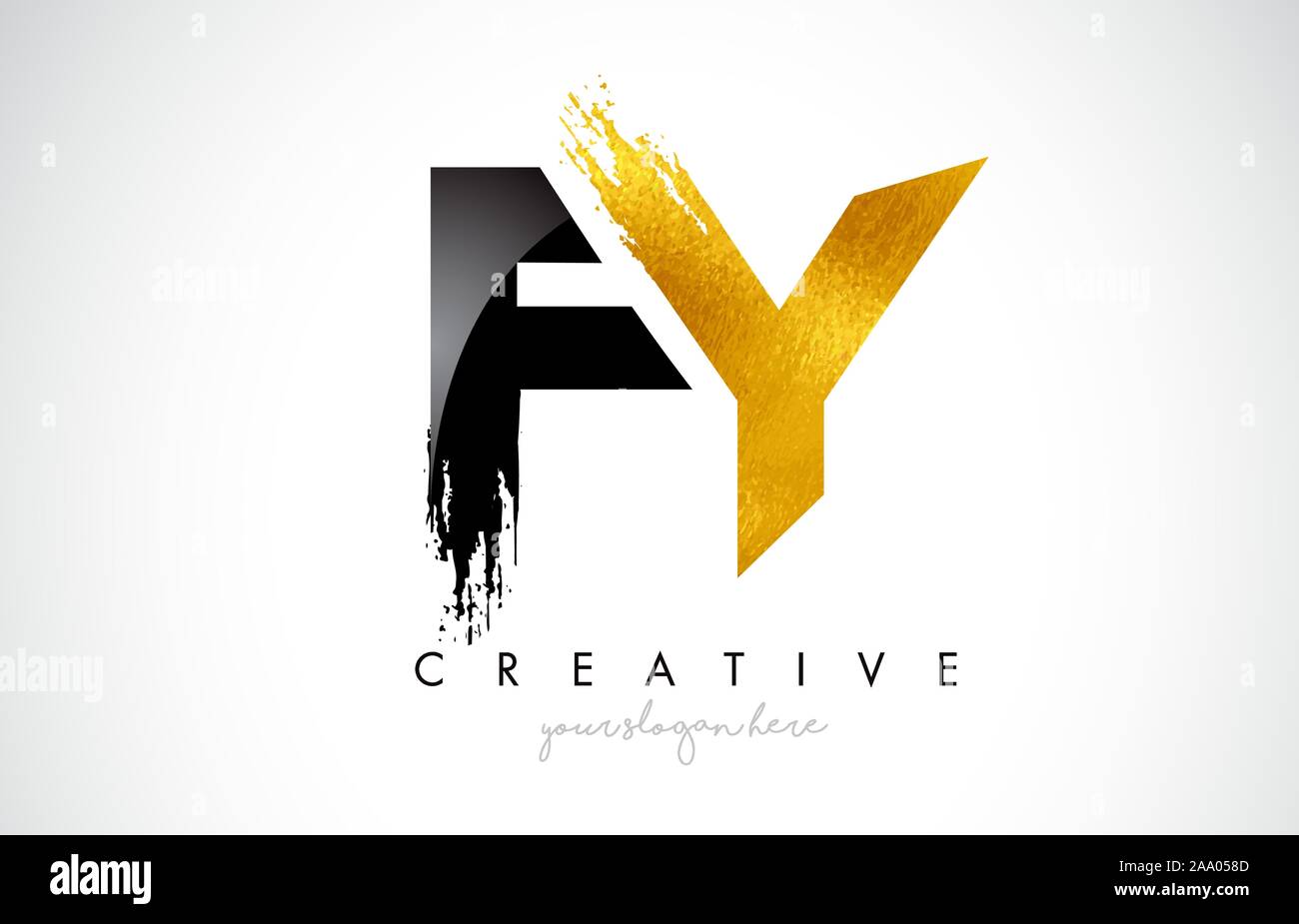 FY Letter Design with Brush Stroke and Modern 3D Look Vector ...
