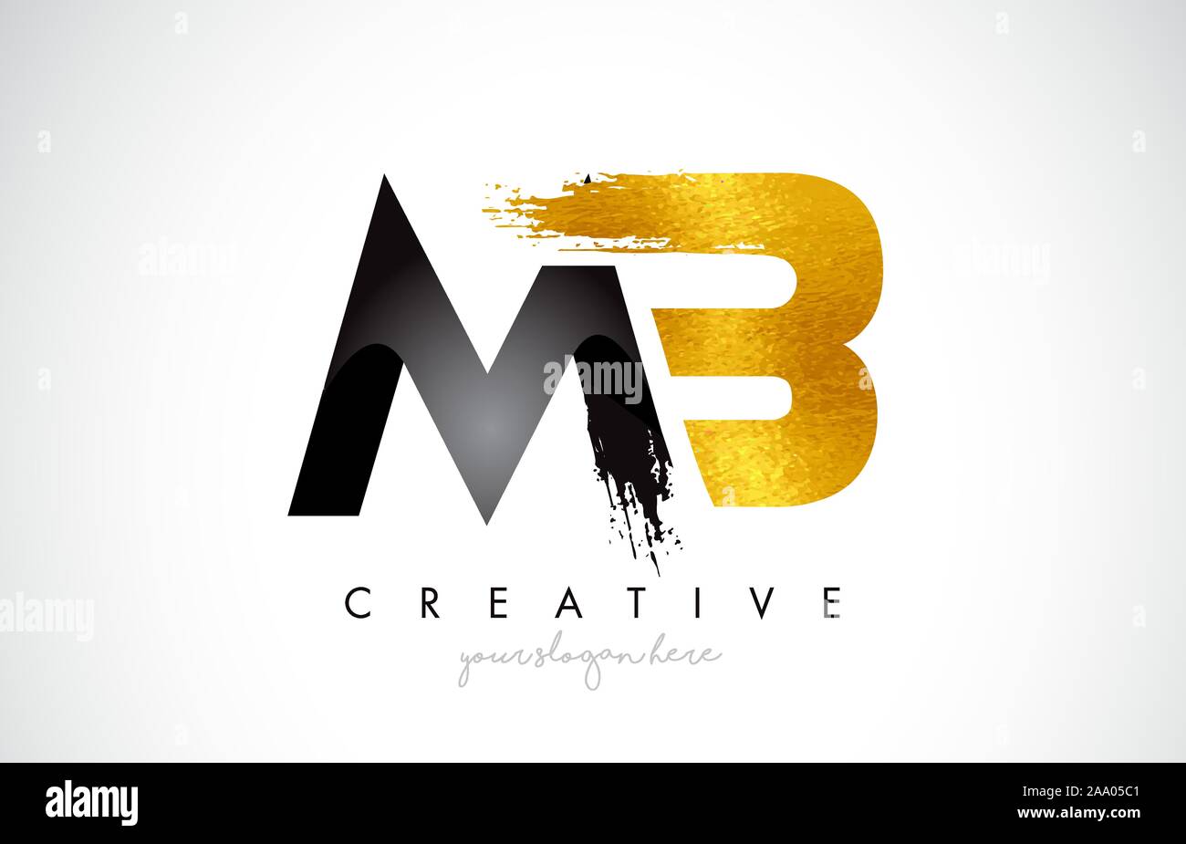 MB Letter Design with Brush Stroke and Modern 3D Look Vector ...