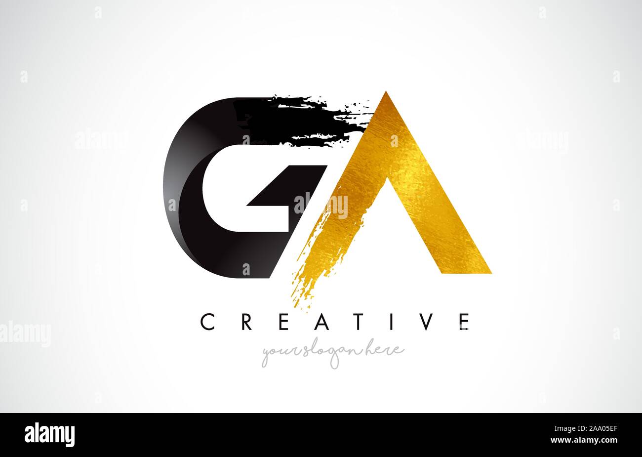GA Letter Design with Brush Stroke and Modern 3D Look Vector ...