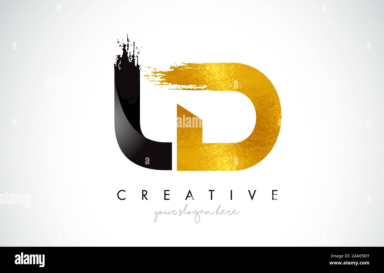 LD Letter Design with Brush Stroke and Modern 3D Look Vector ...