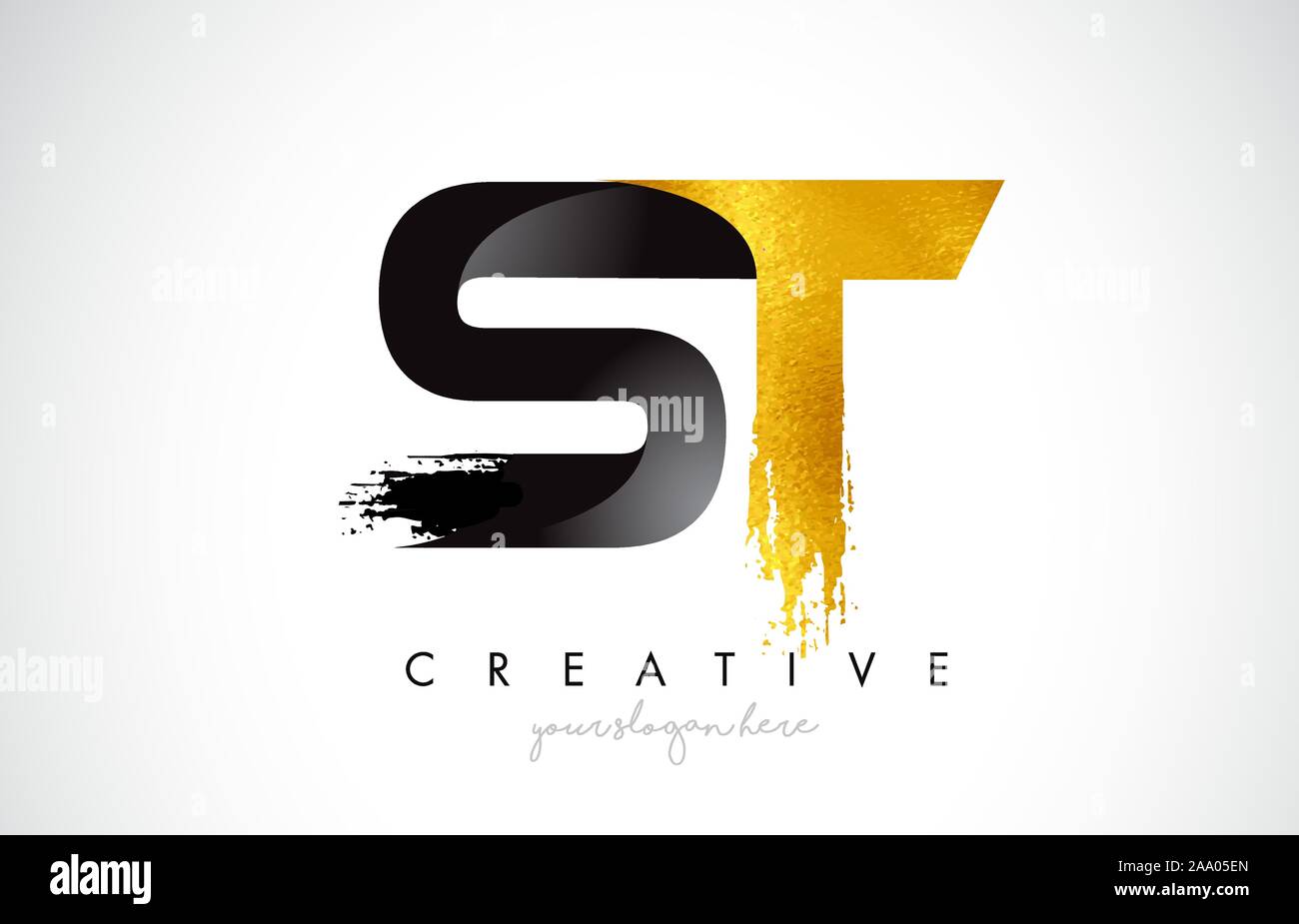 ST Letter Design with Brush Stroke and Modern 3D Look Vector ...