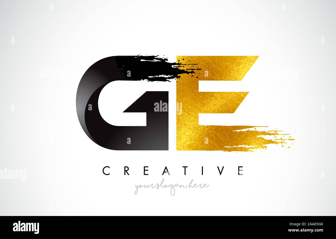 GE Letter Design with Brush Stroke and Modern 3D Look Vector ...
