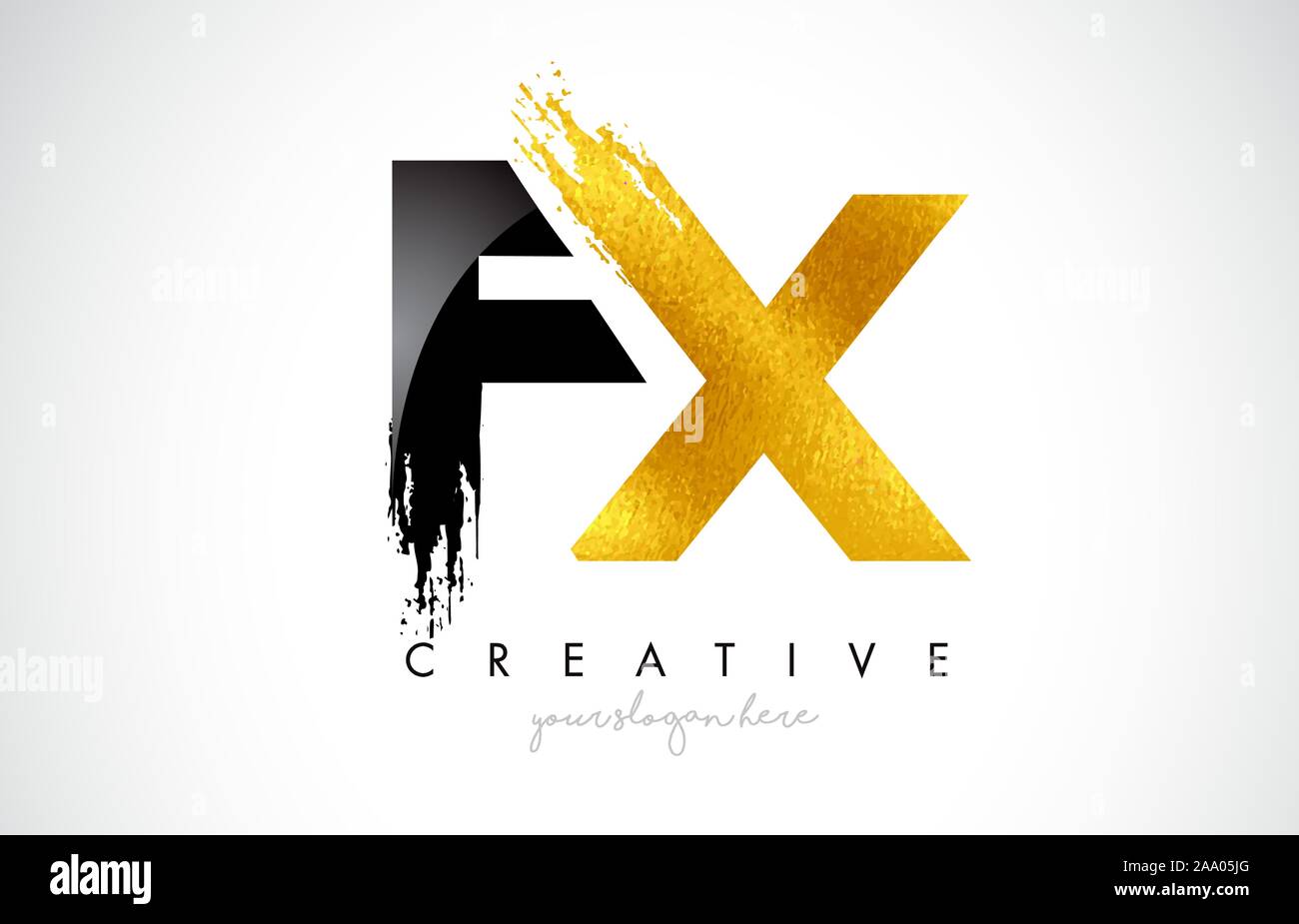FX Letter Design with Brush Stroke and Modern 3D Look Vector ...