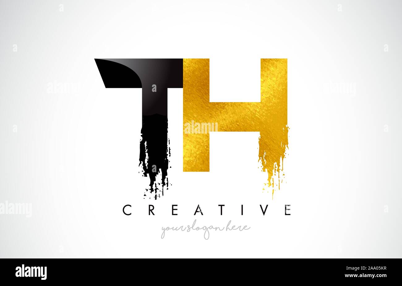 TH Letter Design with Brush Stroke and Modern 3D Look Vector ...