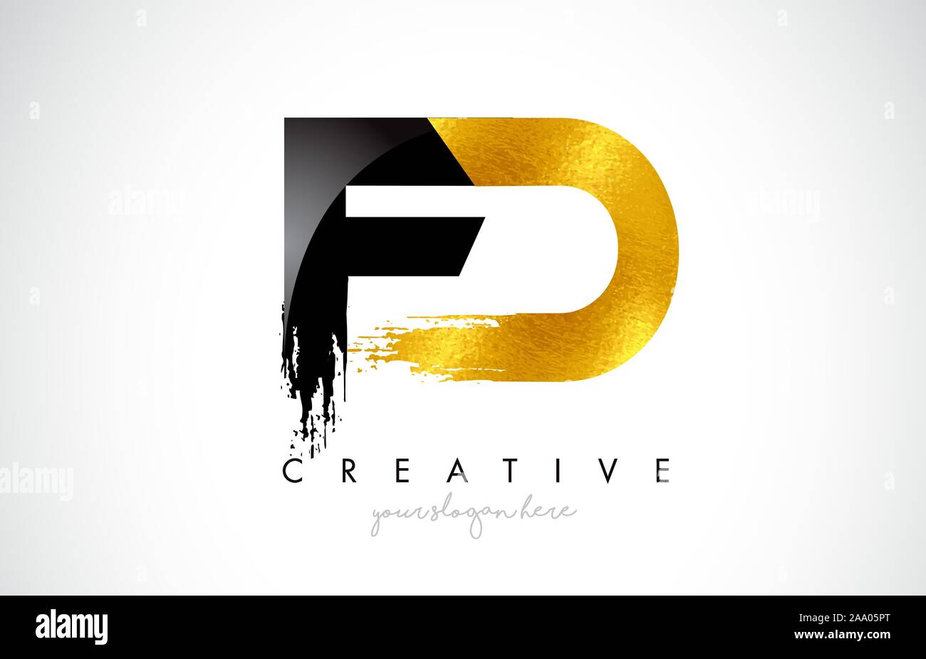 FD Letter Design with Brush Stroke and Modern 3D Look Vector ...