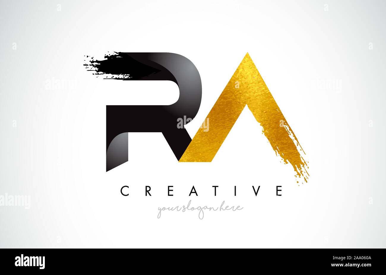 RA Letter Design with Brush Stroke and Modern 3D Look Vector ...