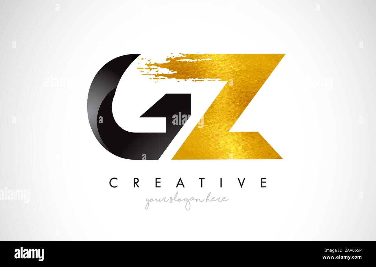 GZ Letter Design with Brush Stroke and Modern 3D Look Vector ...