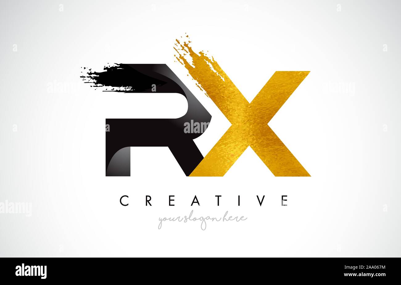 RX Letter Design with Brush Stroke and Modern 3D Look Vector ...