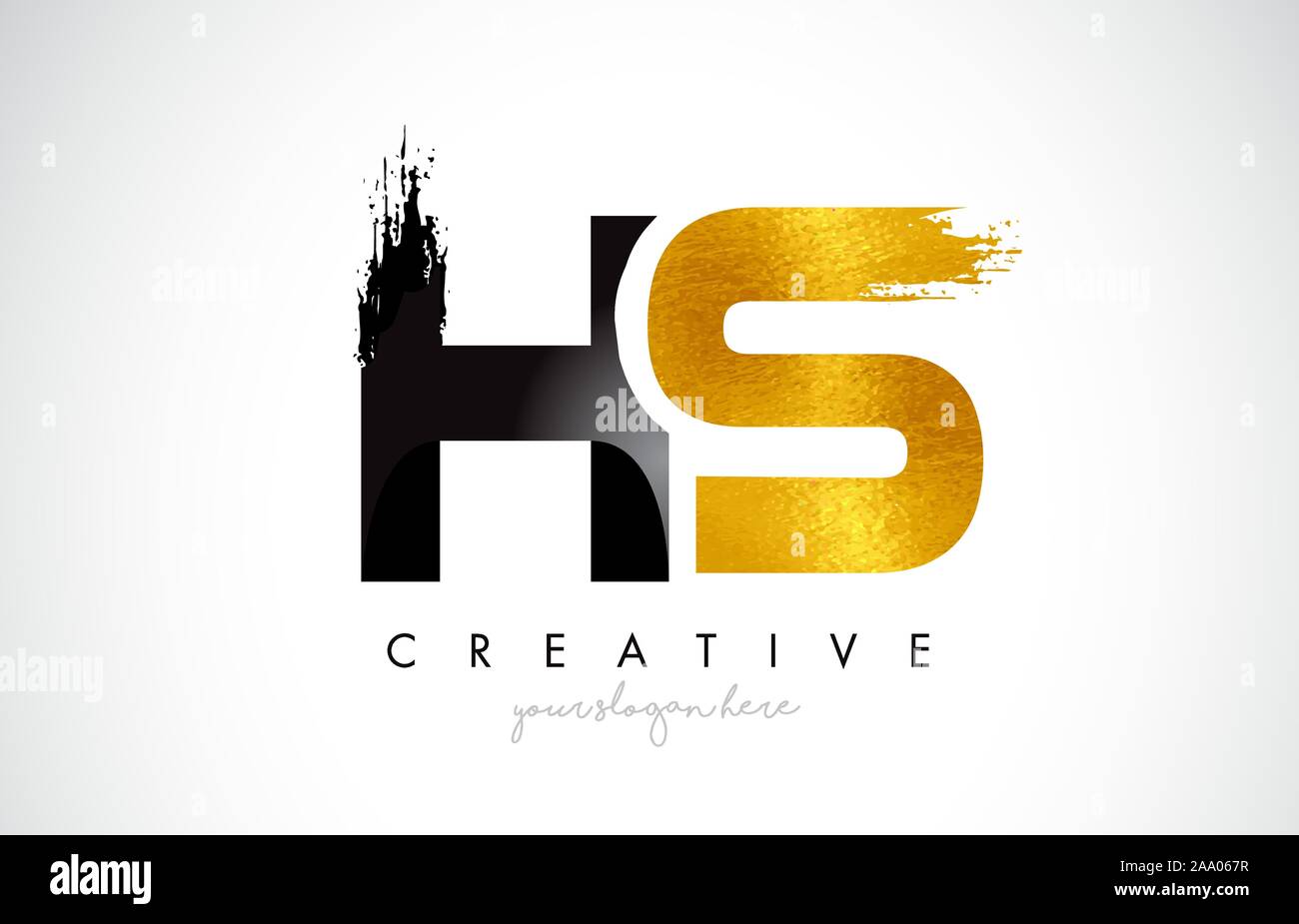 HS Letter Design with Brush Stroke and Modern 3D Look Vector ...