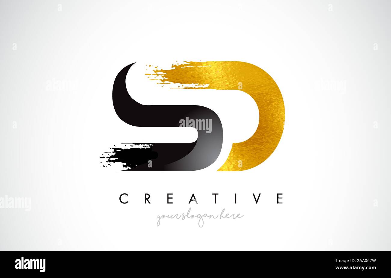 SD Letter Design with Brush Stroke and Modern 3D Look Vector ...