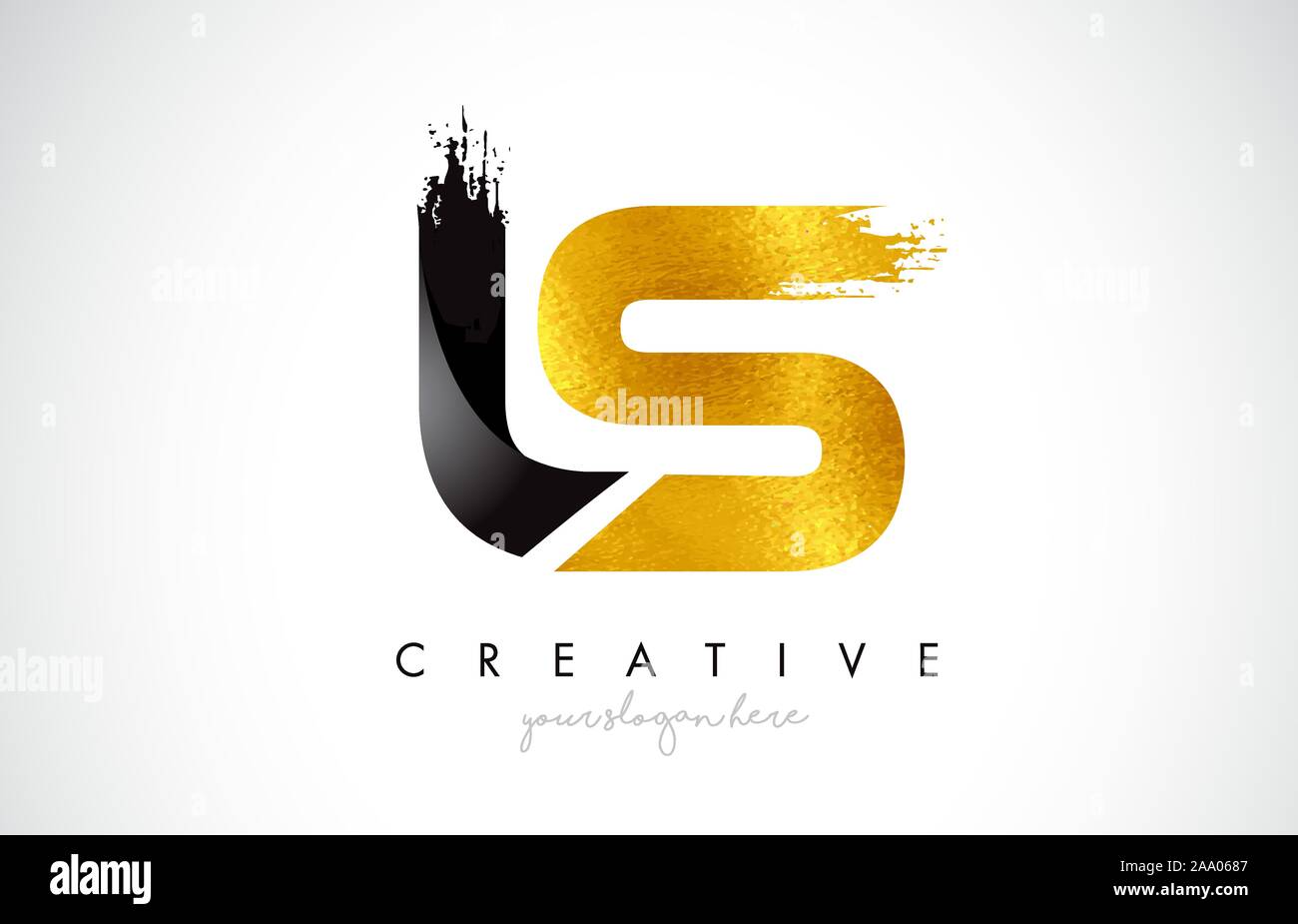 LS Letter Design with Brush Stroke and Modern 3D Look Vector ...