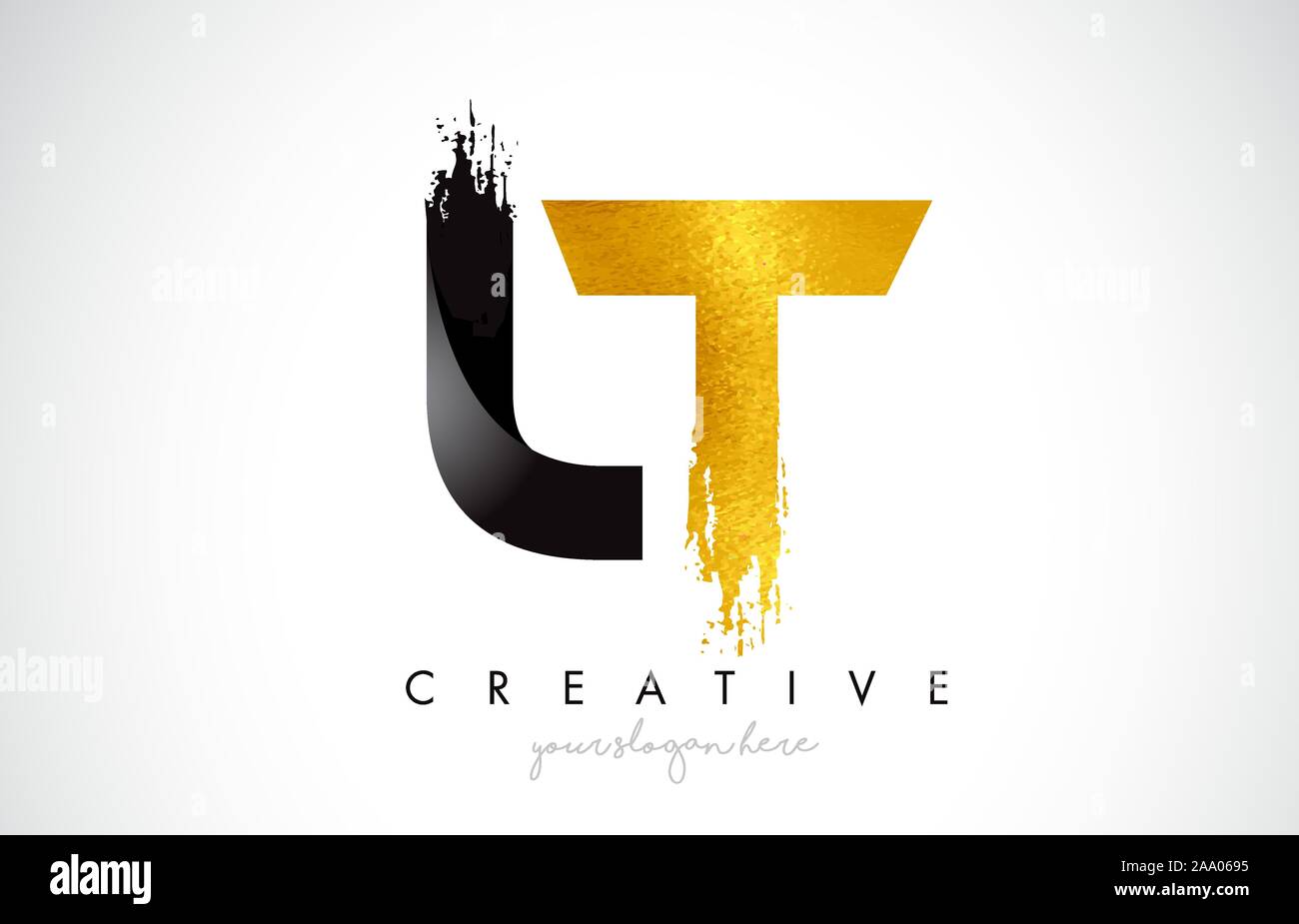 LT Letter Design with Brush Stroke and Modern 3D Look Vector ...
