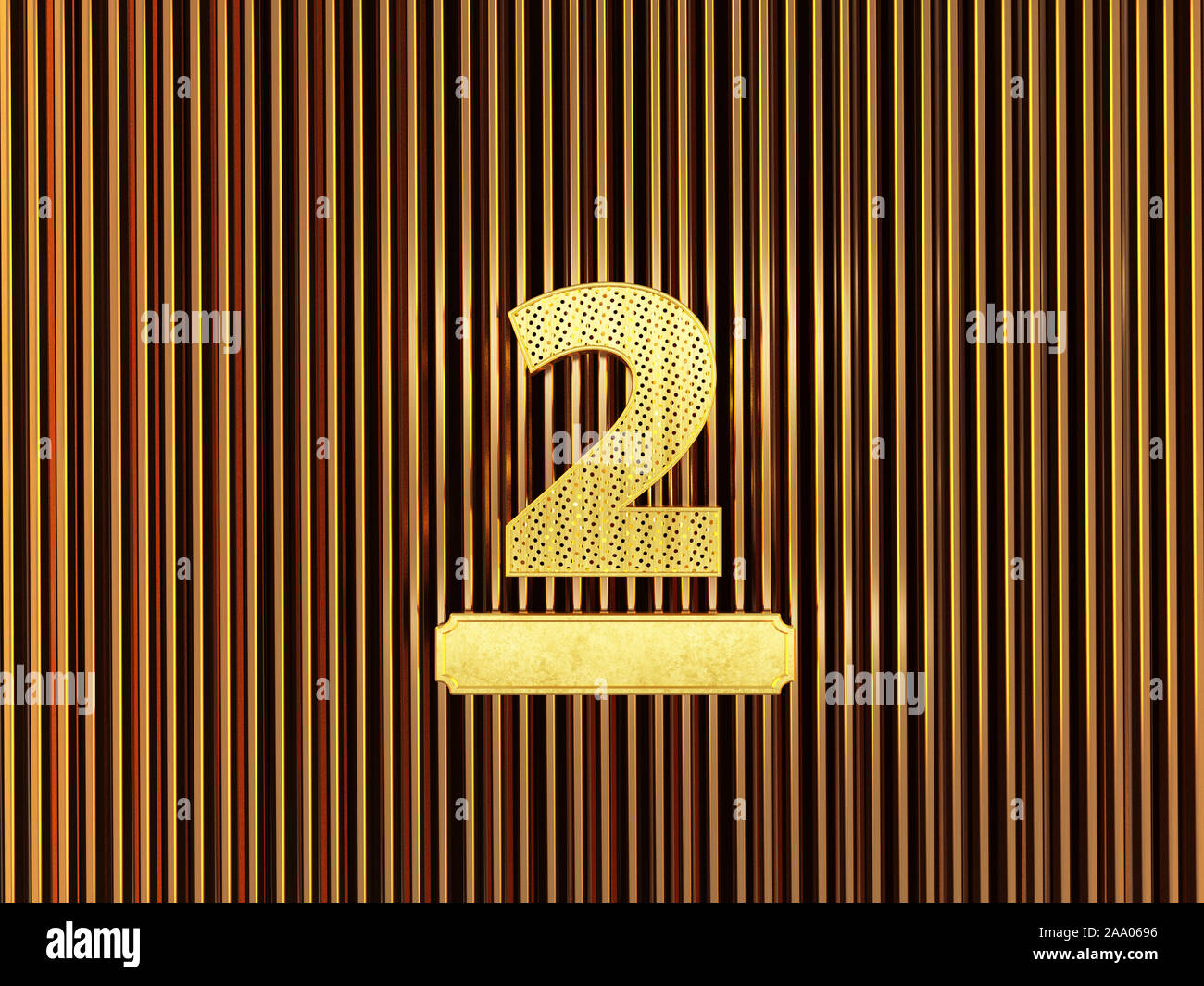 number 2 (number two) perforated with small holes on the metal ...