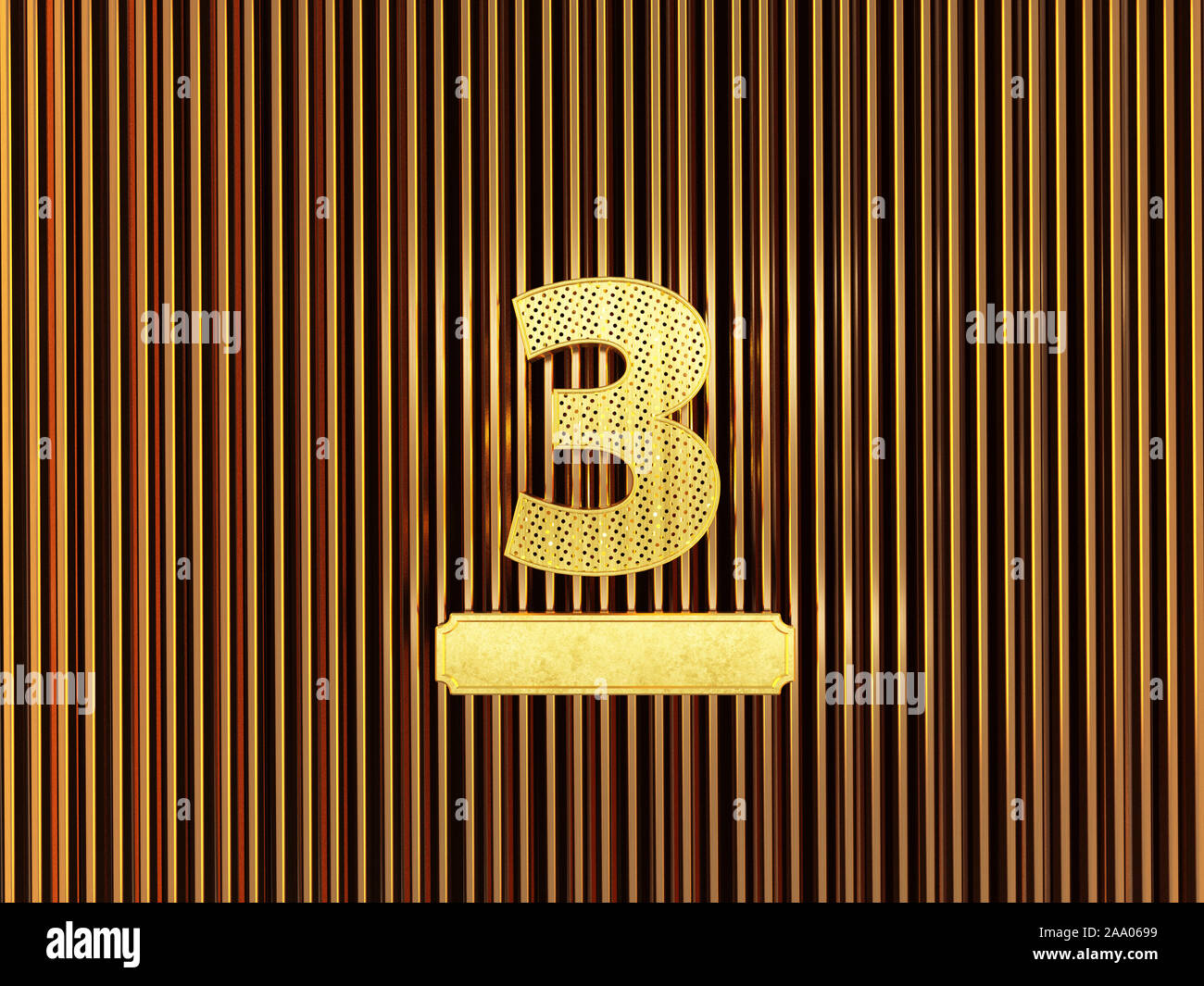 number 3 (number three) perforated with small holes on the metal ...