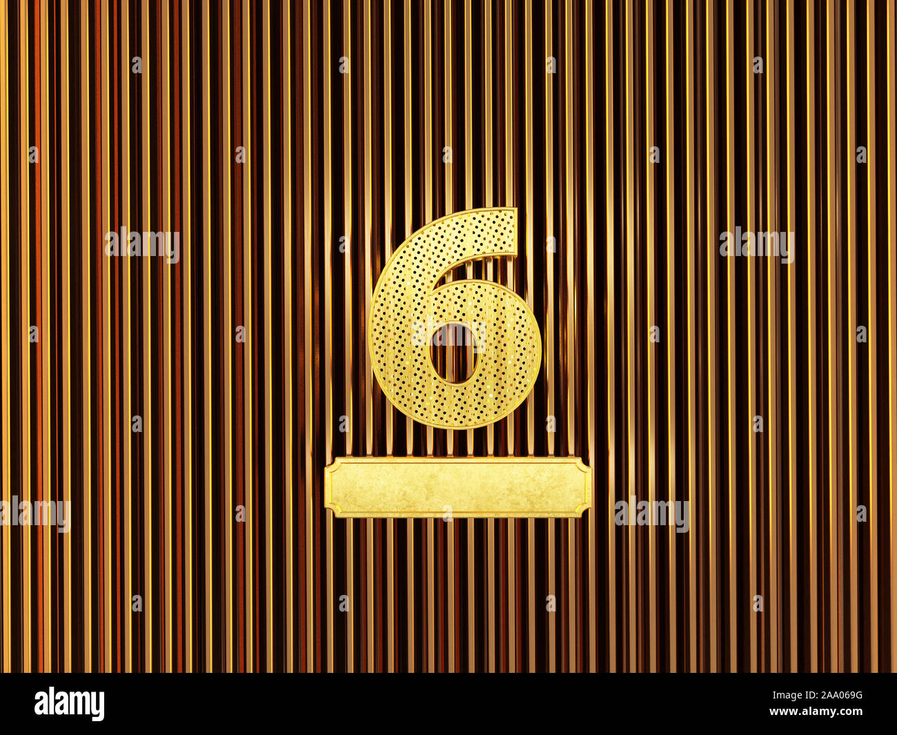 number 6 (number six) perforated with small holes on the metal ...