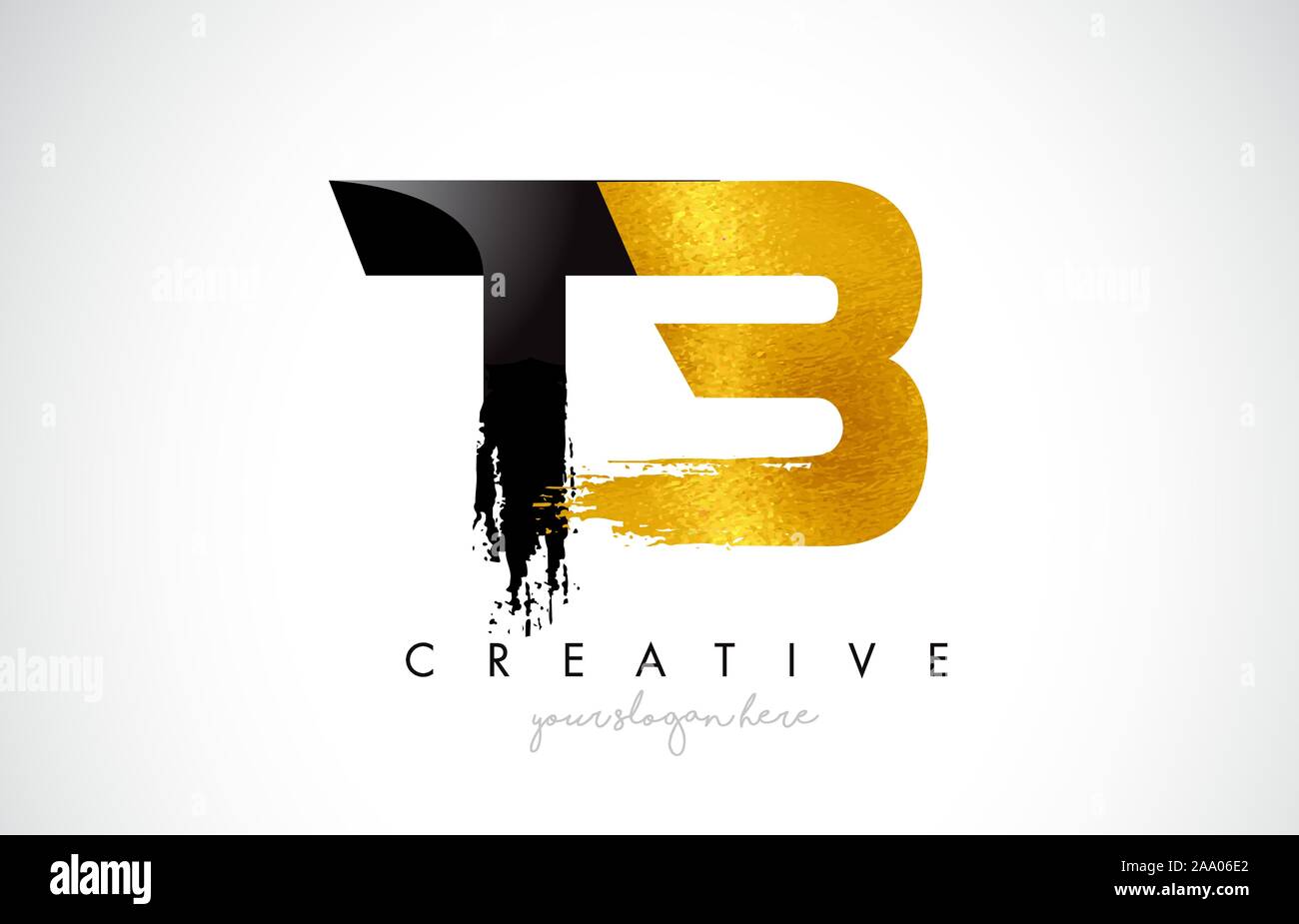 TB Letter Design with Brush Stroke and Modern 3D Look Vector ...