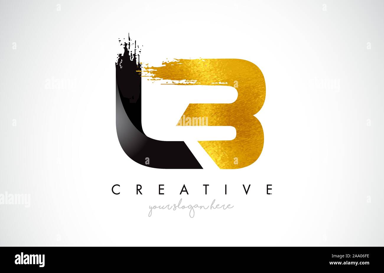 LB Letter Design with Brush Stroke and Modern 3D Look Vector ...