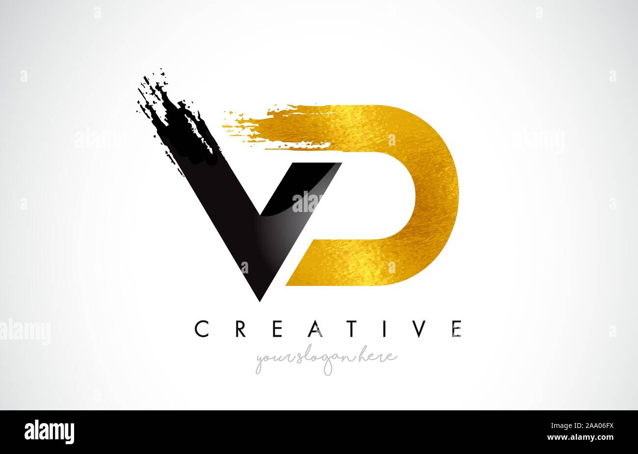 VD Letter Design with Brush Stroke and Modern 3D Look Vector ...