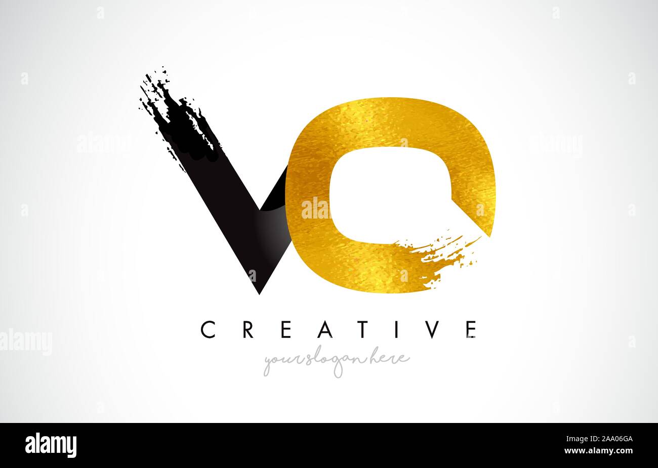VO Letter Design with Brush Stroke and Modern 3D Look Vector ...