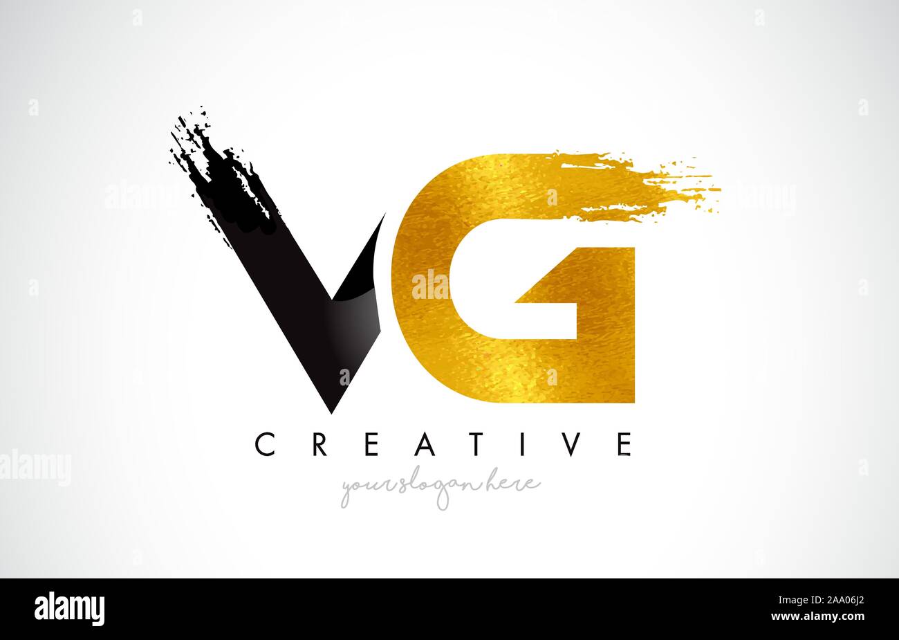 VG Letter Design with Brush Stroke and Modern 3D Look Vector ...