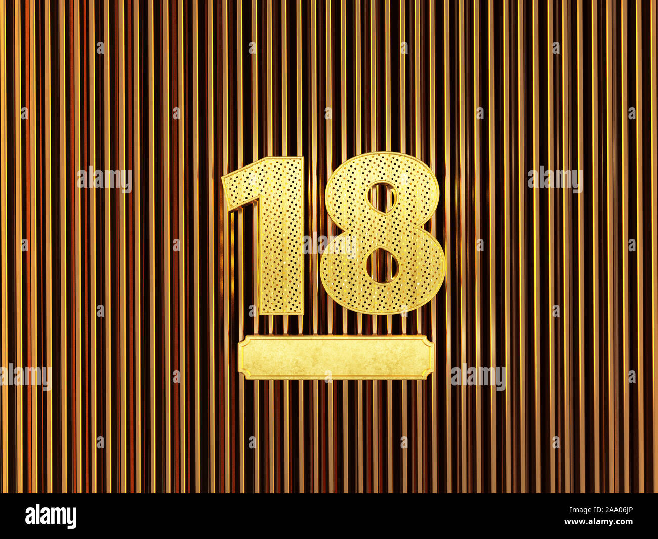 number 18 (number eighteen) perforated with small holes on the metal ...
