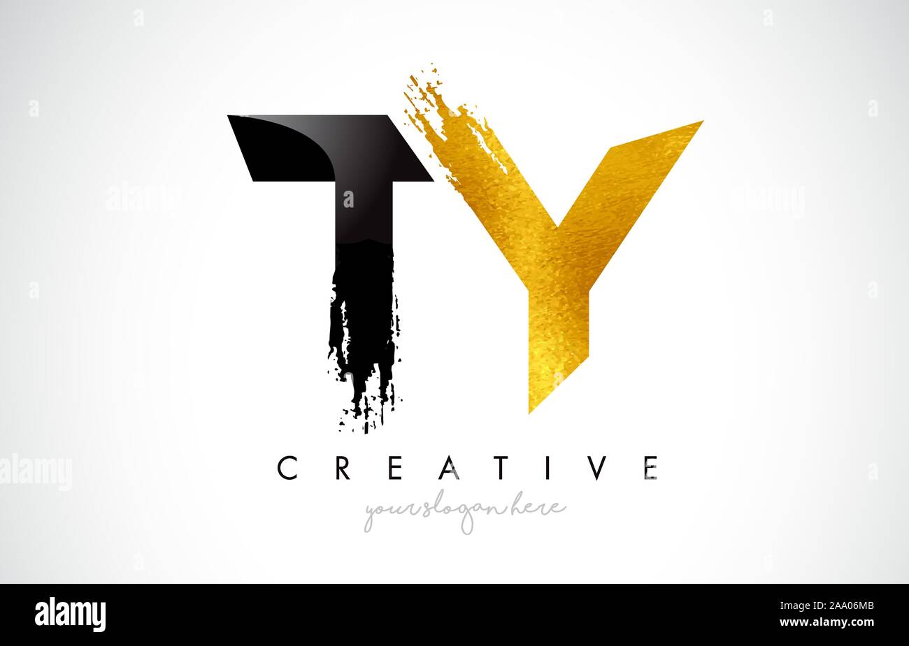 TY Letter Design with Brush Stroke and Modern 3D Look Vector ...
