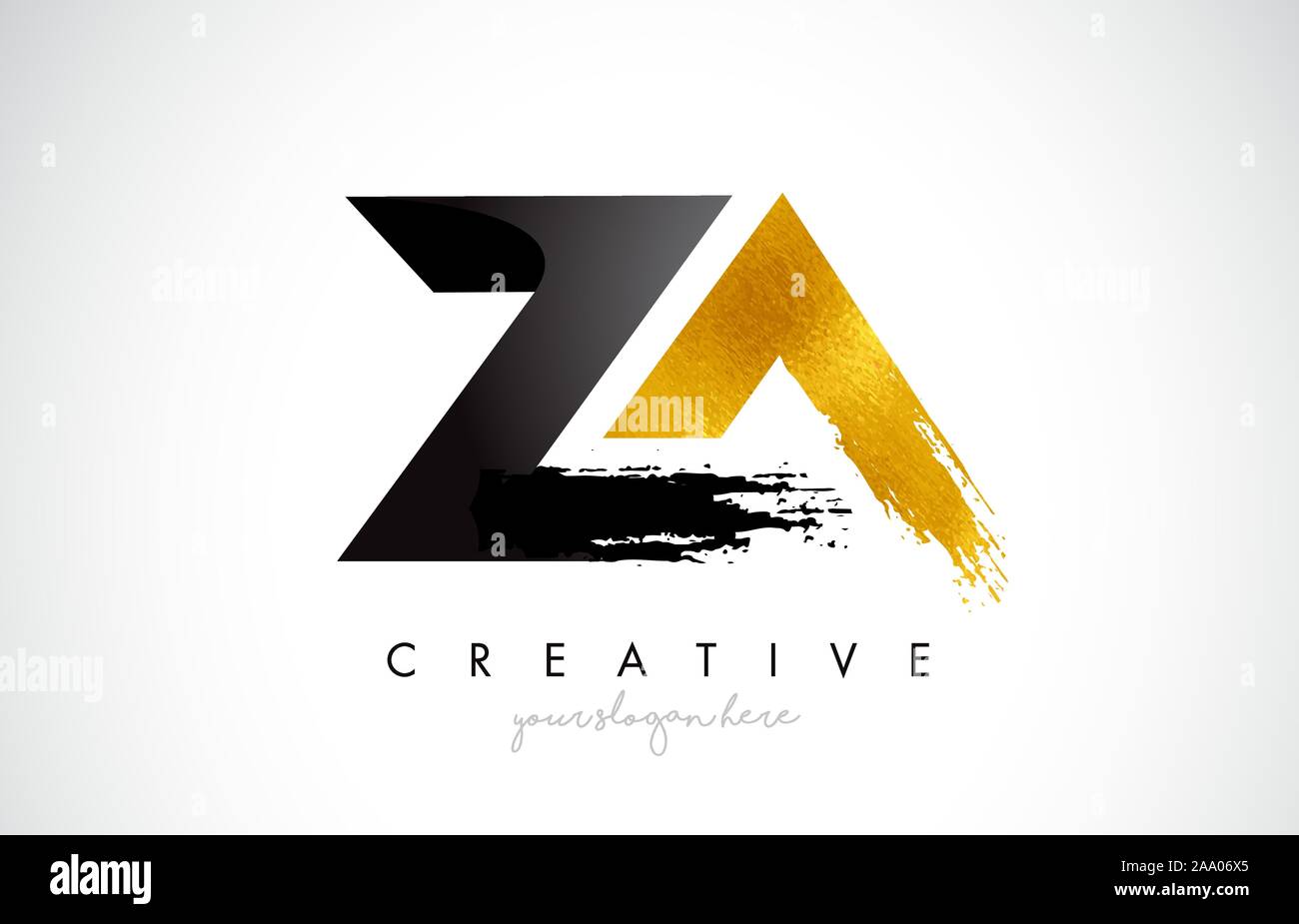 ZA Letter Design with Brush Stroke and Modern 3D Look Vector ...