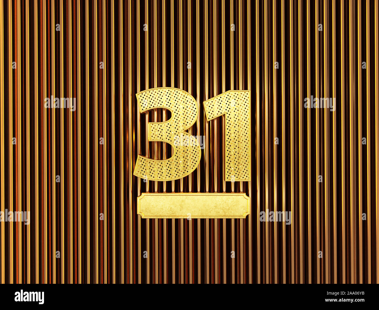 number 31 (number thirty-one) perforated with small holes on the metal ...