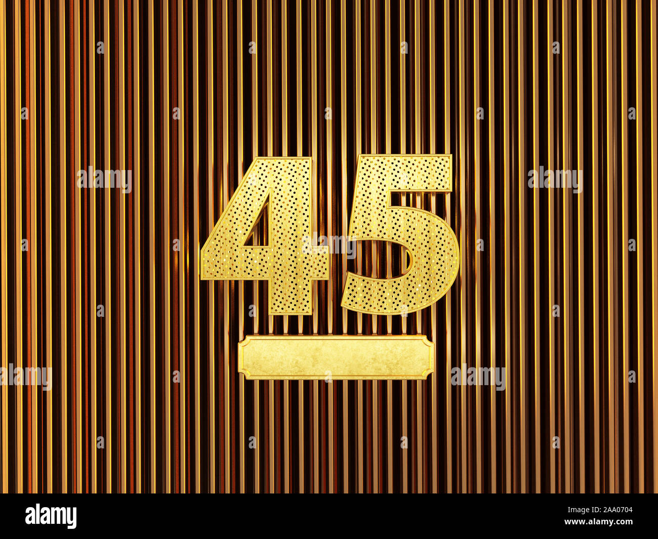 number 45 (number forty-five) perforated with small holes on the metal ...