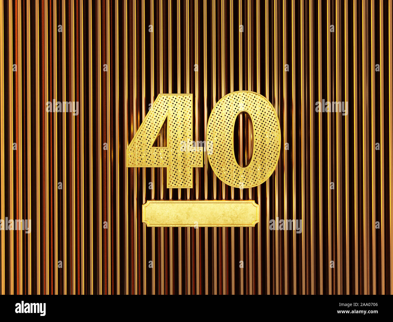 number 40 (number forty) perforated with small holes on the metal ...