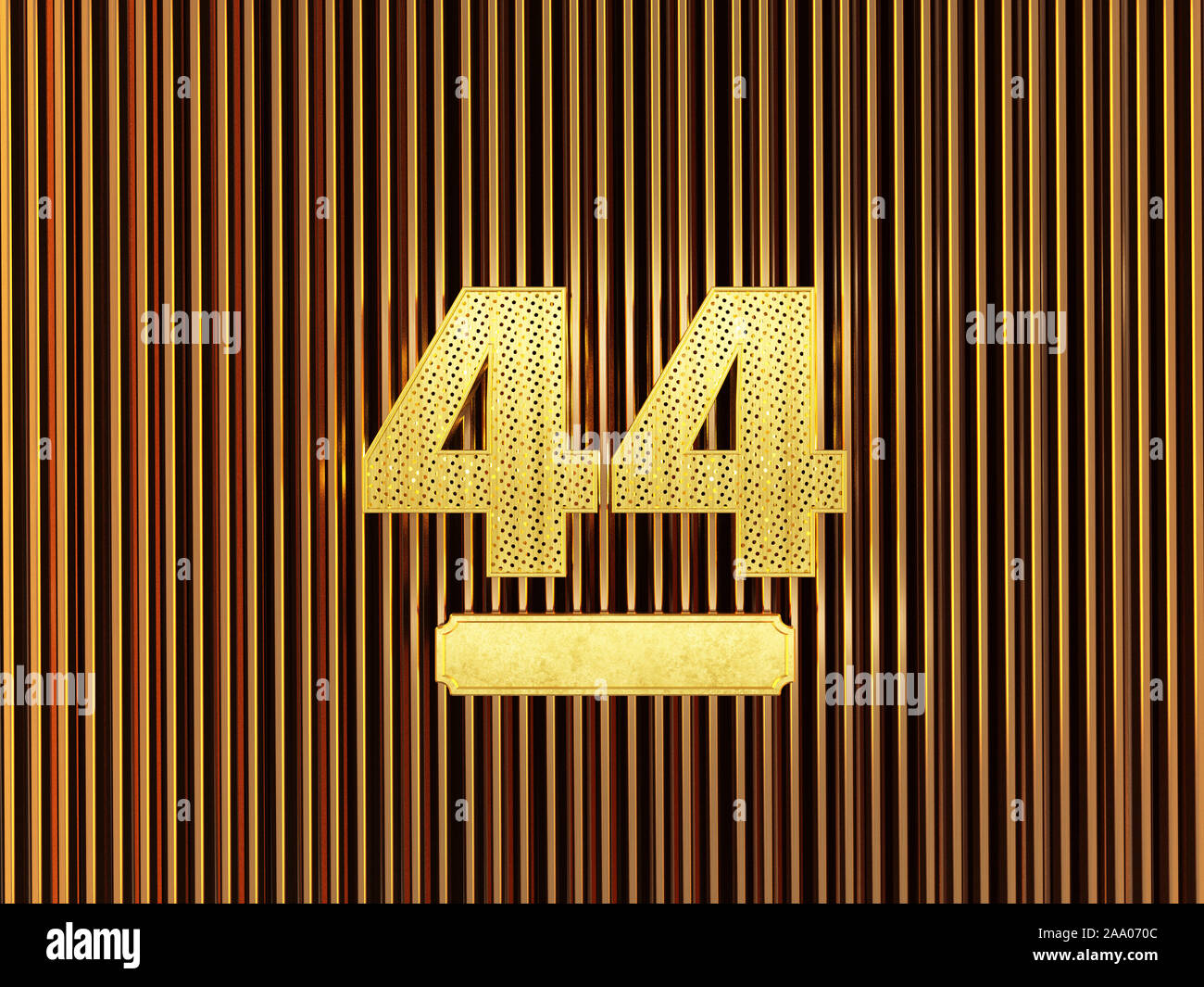 number 44 (number forty-four) perforated with small holes on the metal ...