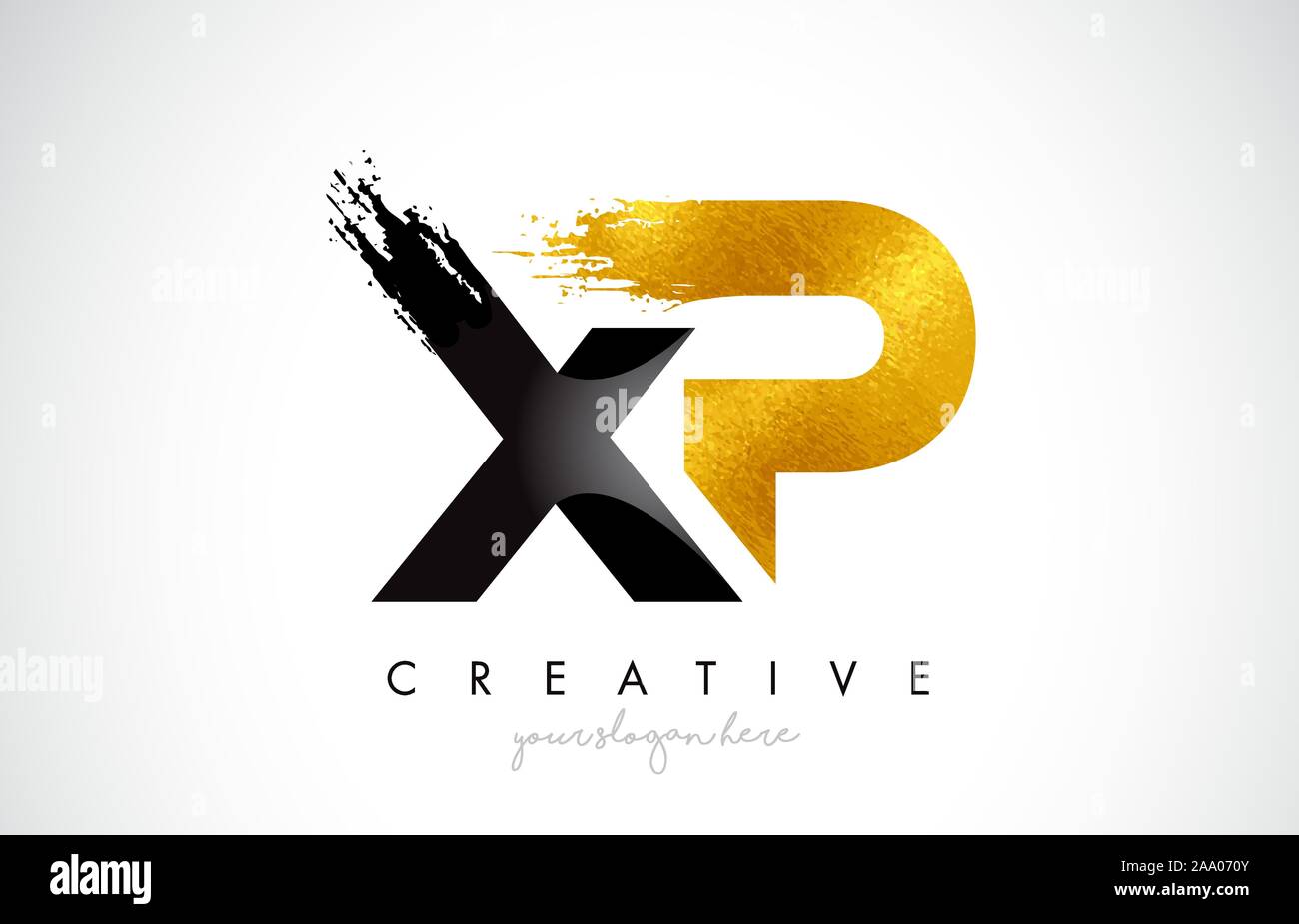 XP Letter Design with Brush Stroke and Modern 3D Look Vector ...