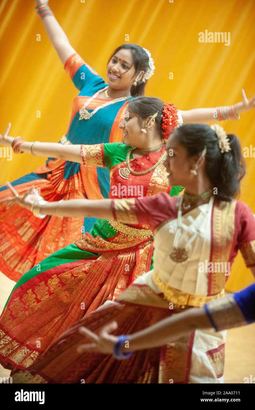 Students perform traditional dances as they participate in an Art Party ...