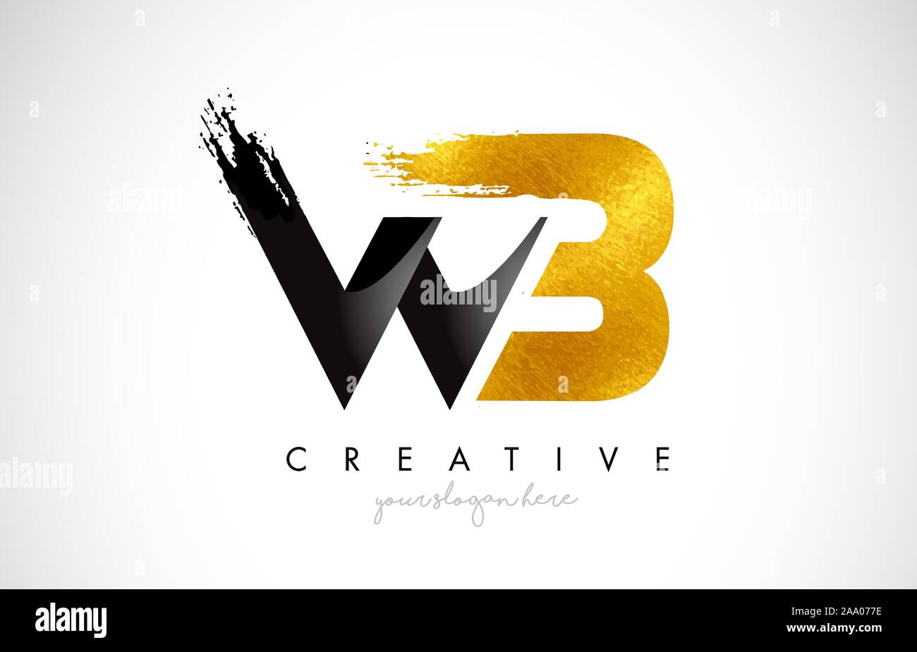 WB Letter Design with Brush Stroke and Modern 3D Look Vector ...