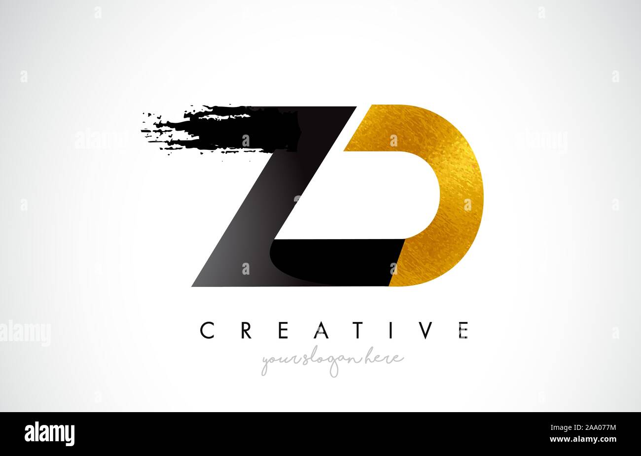 ZD Letter Design with Brush Stroke and Modern 3D Look Vector ...