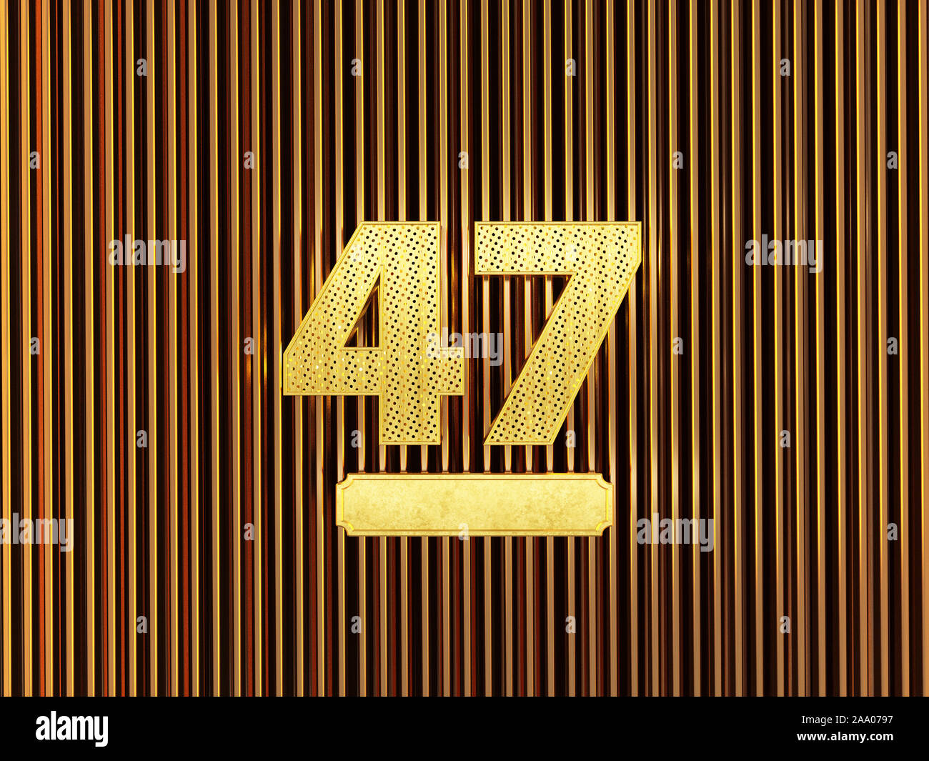 number 47 (number forty-seven) perforated with small holes on the metal ...