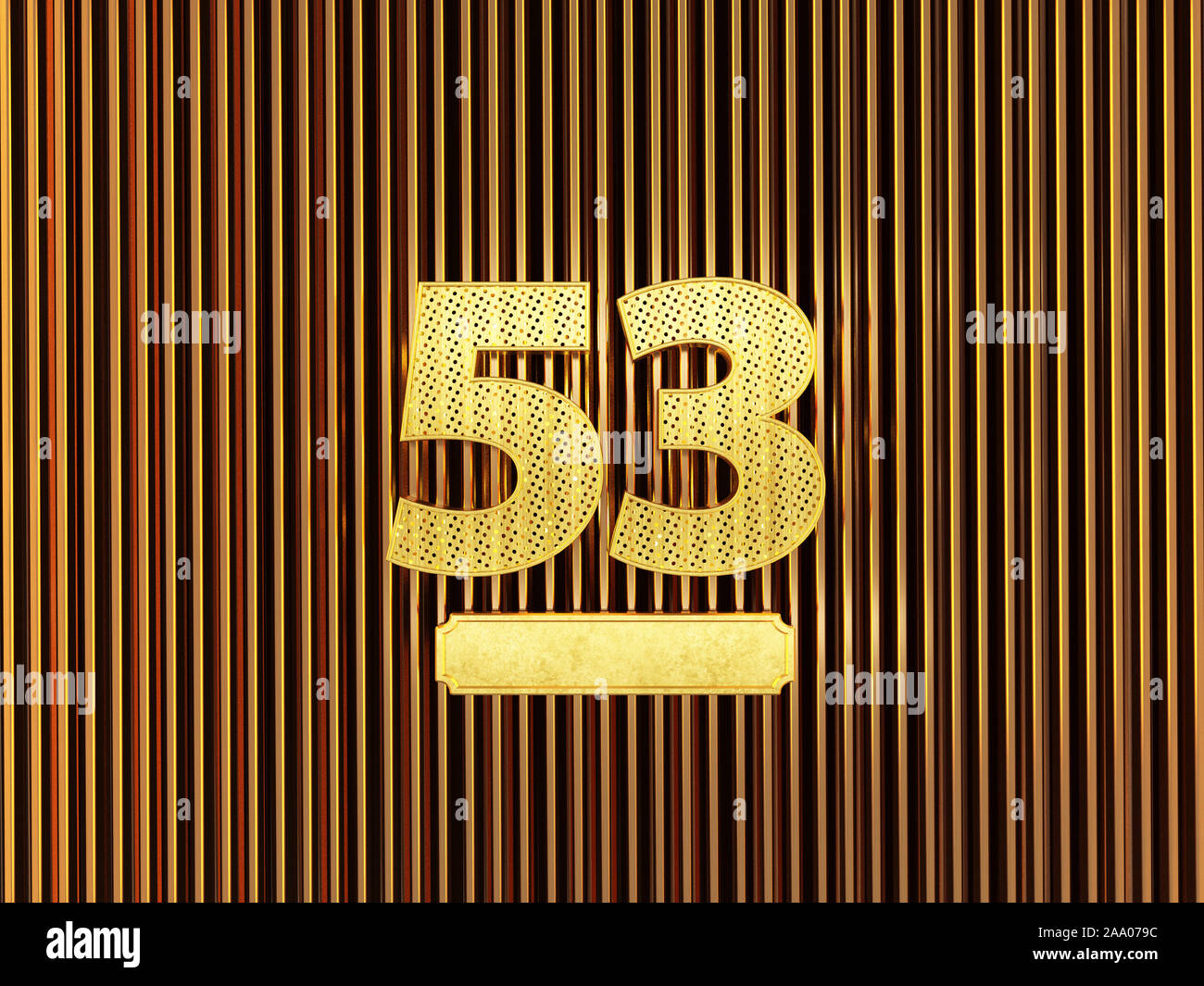 number 53 (number fifty-three) perforated with small holes on the metal ...