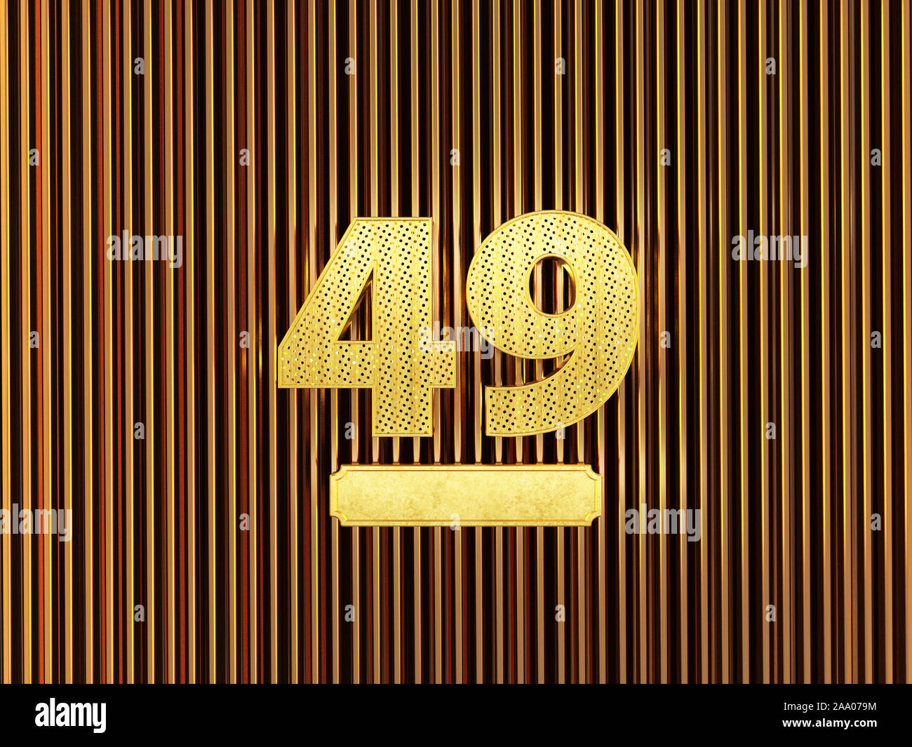 number 49 (number forty-nine) perforated with small holes on the metal ...