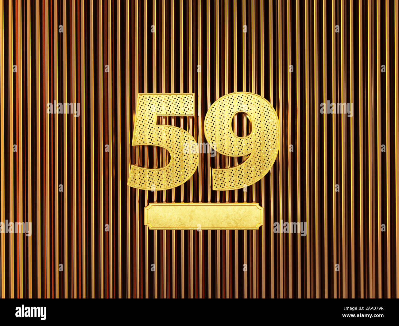 number 59 (number fifty-nine) perforated with small holes on the metal ...