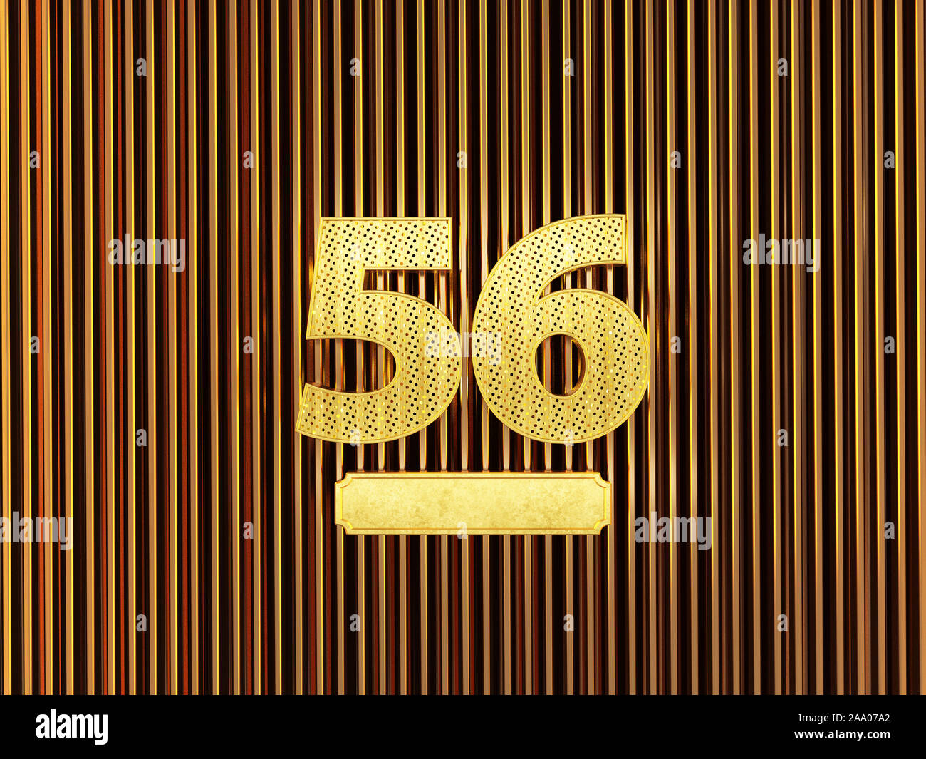number 56 (number fifty-six) perforated with small holes on the metal ...
